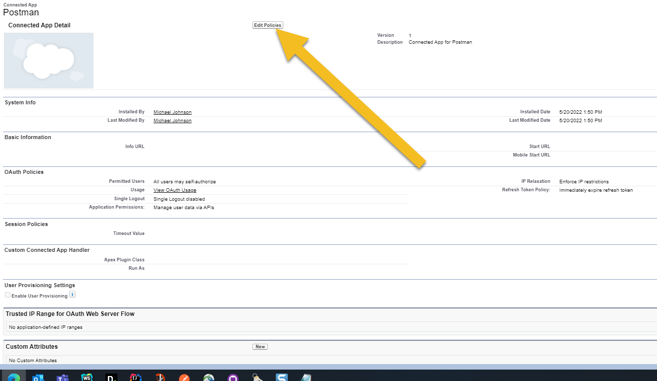 Salesforce connected app policies